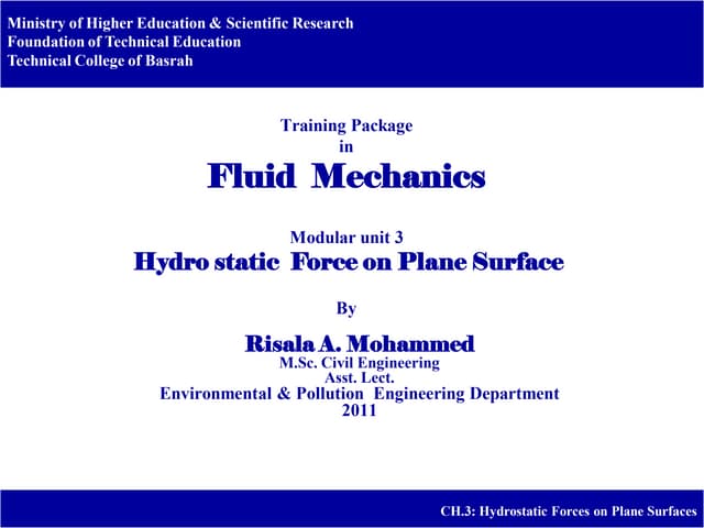 Lecture 4 - Fluid 1 - Hydrostatic Forces on Submerged Plane Surfaces.pdf