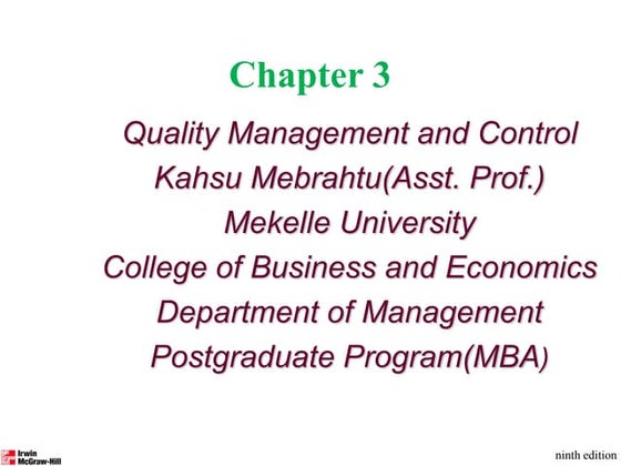Introduction to Quality Engineering / Quality Control | PPT