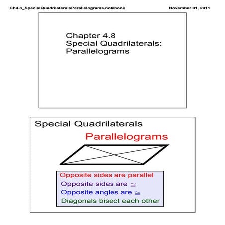 Ch4.8 Special Quadrilaterals: Parallelograms | PDF