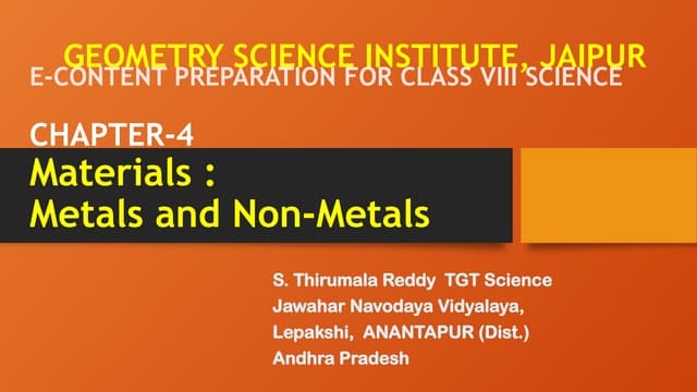Chapter 4 metals and non-metals (class-8) CBSE | PPTX