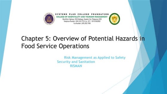 Tour 211. risk management as applied to safety, security and sanitation ...