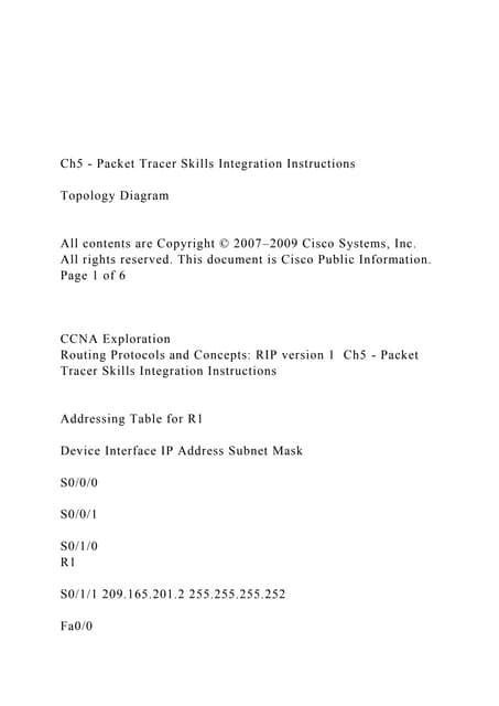 CCNA Packet Tracer 1.6.1 | DOCX