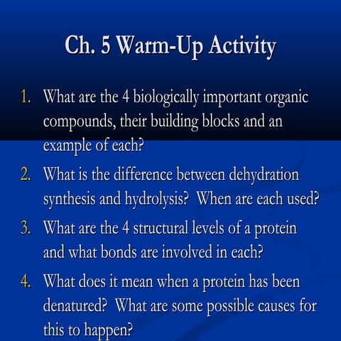 AP Bio Chapter 5 (Carbohydrates) | PPT