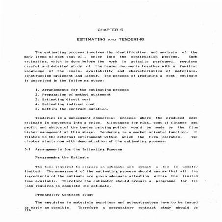 Ch 5 estimating and tendering | PDF