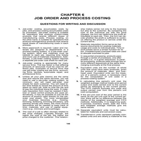 Chapter 6 Job Order and Process Costing | PDF