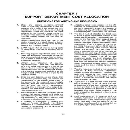 Chapter 7 Support Department Cost Allocation | PDF