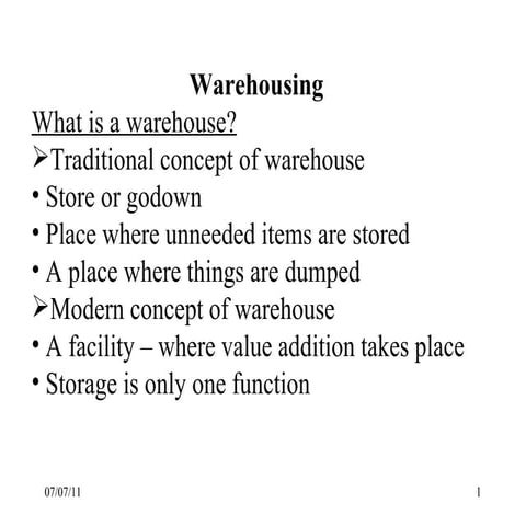 Ch 7 warehousing | PPT | Logistics | Business