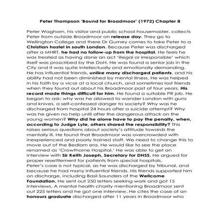 Peter Thompson, Ch 8, 'Bound For Broadmoor' | DOC