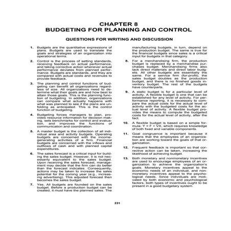 Chapter 8 Budgeting For Planning and Control | PDF