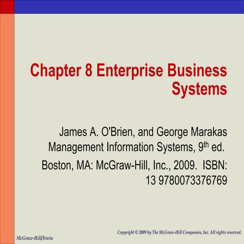 ch 8 Enterprise Business Systems Enterprise Business Systems .ppt