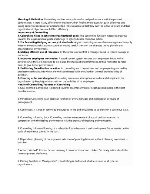 Relationship between planning and controlling | DOC