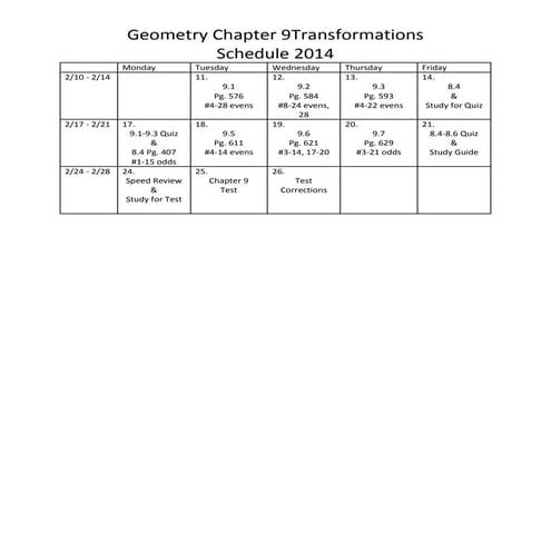 Ch 9 unit schedule | PDF