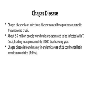 Chagas’ Disease: Pathogenesis, Diagnosis, and Control | PPTX