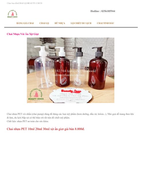 Chai Nhựa Xịt Phun Sương 100ml Chai Lọ Beauty Coco | PDF