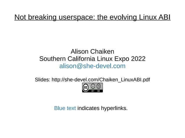 Not Breaking Userspace The Evolving Linux Abi Ppt