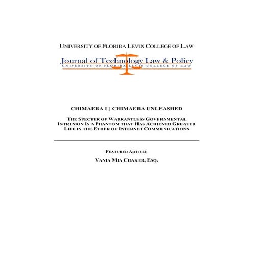 Chimaera I - Chimaera Unleashed: The Specter of Warrantless ...