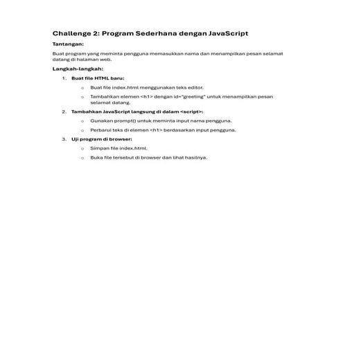 Challenge 2, Membuat program dengan Java Scriptpdf | PDF