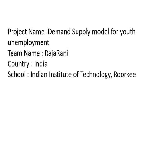 [Challenge:Future] Demand Supply model for youth unemployment | PPT