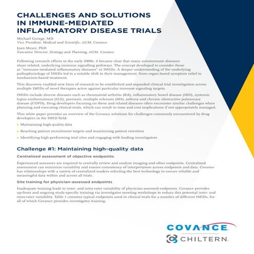 Challenges and Solutions in Immune-Mediated Inflammatory Disease Trials ...