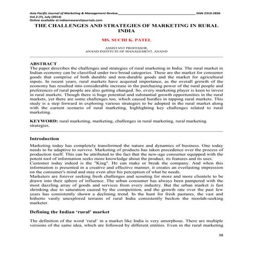 Challenges and strategies in Rural Marketing | PDF