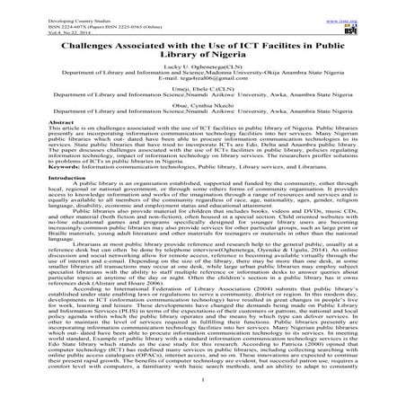 Challenges associated with the use of ict facilites in public library ...