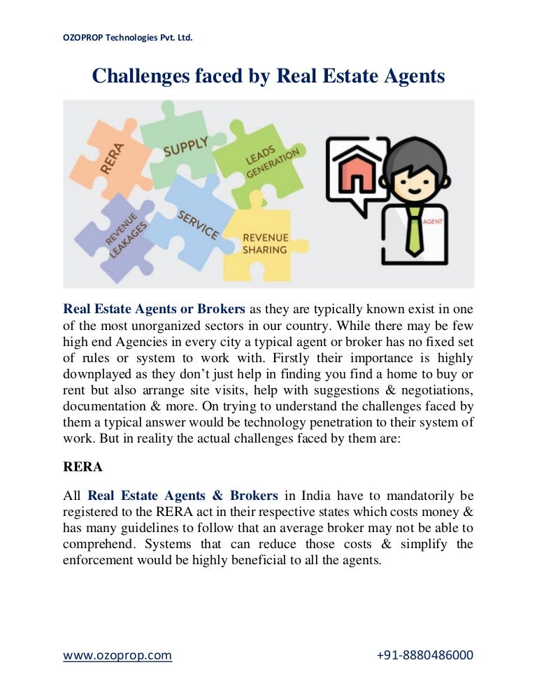Challenges faced by Real Estate Agents Challenges faced by Real Estate Agents