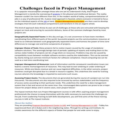 Challenges faced in project management | PDF