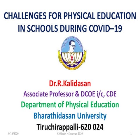 Challenges for physical education in schools during covid 19 | PPTX