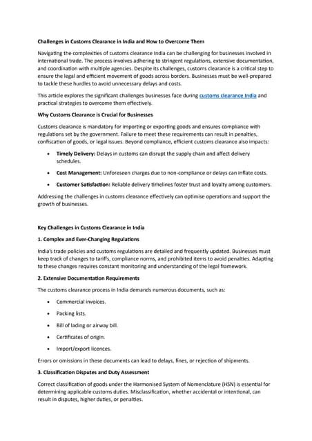 The Customs Clearance Process in India: A Comprehensive Guide | PPTX ...