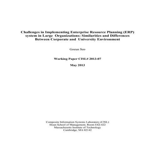 Challenges in implementing erp | PDF