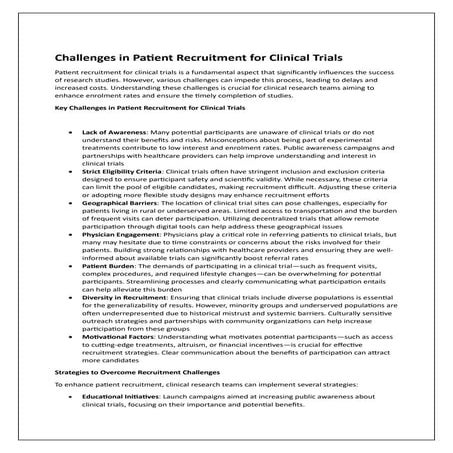 challenges in patient recruitment for clinical trials | PDF