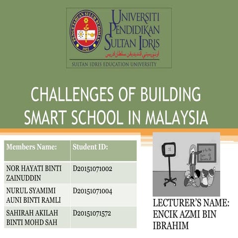 Challenges of building smart school in malaysia | PPT