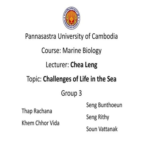 Challenges of life in the sea | PPTX
