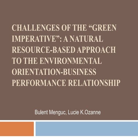 Challenges of the green imperative....a natural resource-based approach ...