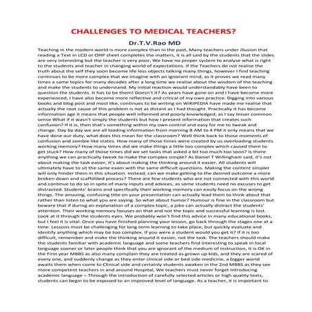 CHALLENGES TO MEDICAL TEACHERS? | PDF
