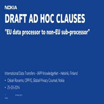Challenges with ad hoc p2p model clauses - IAPP KnowledgeNet 2015 | PPT