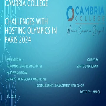 challenges with hosting the olympic in paris 2024.pptx