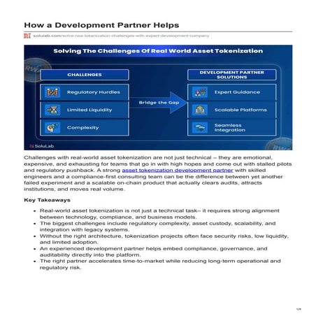 Challenges with Real World Asset Tokenization and How a Development ...
