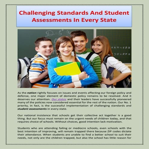 Challenging Standards And Student Assessments In Every State | PDF
