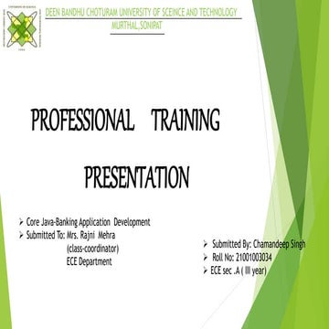 about java banking application department | PPTX