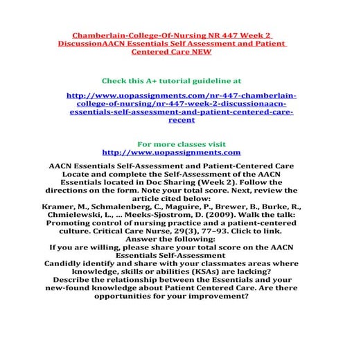 Chamberlain college-of-nursing nr 447 week 2 discussion aacn essentials ...
