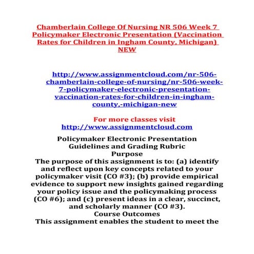 Chamberlain college of nursing nr 506 week 7 policymaker electronic ...
