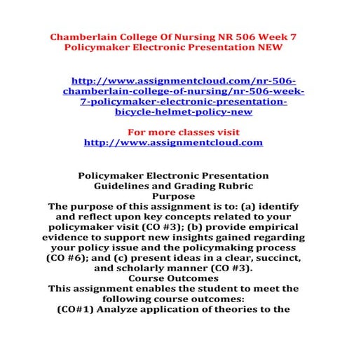 Chamberlain college of nursing nr 506 week 7 policymaker electronic ...