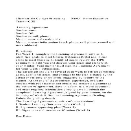 Chamberlain College of NursingNR631 Nurse Executive Track—CGE I.docx
