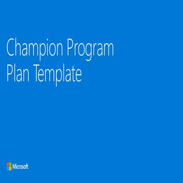 Champion Program Plan - Template for driving adoption of Office 365 | PPT