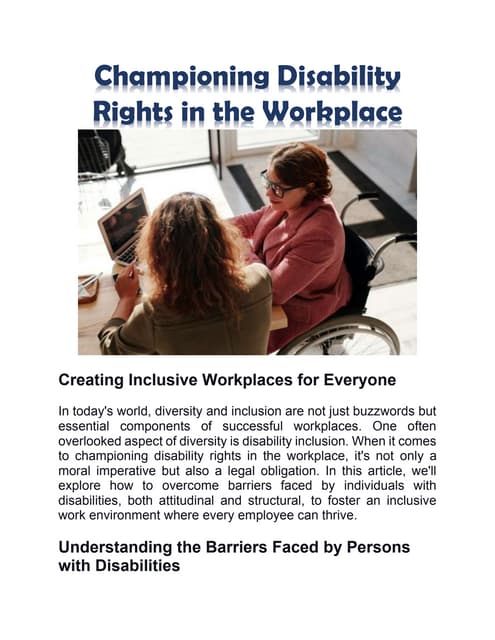 Promoting disability inclusion in the workplace | PDF