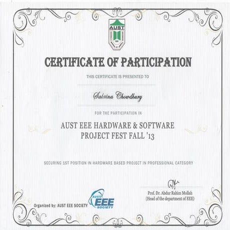 Championship award certificate in professional hardware category tech ...
