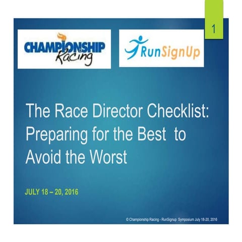 Race Director Checklist | PPTX