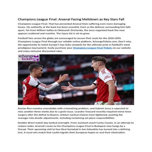 Champions League Final Arsenal Facing Meltdown as Key Stars Fall.docx
