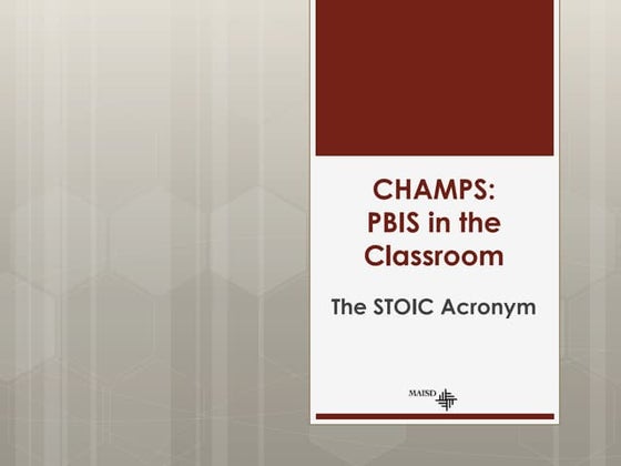 CHAMPS Module 4: Classroom Rules | PPT